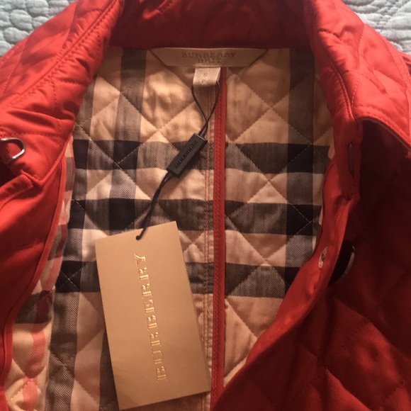 Burberry | Jackets & Coats | Burberrry Quilted Red Jacket | Poshmark